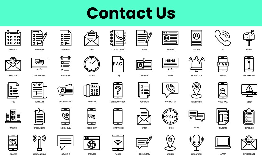 Set of email icons linear style icon bundle Vector Image