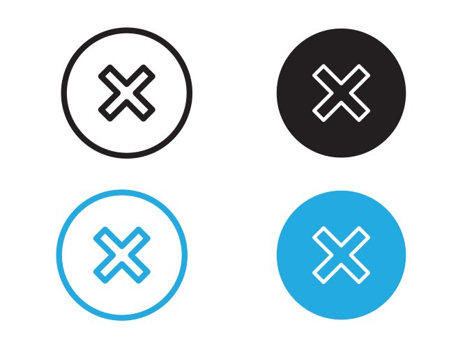 Close button icon flat thin line Royalty Free Vector Image