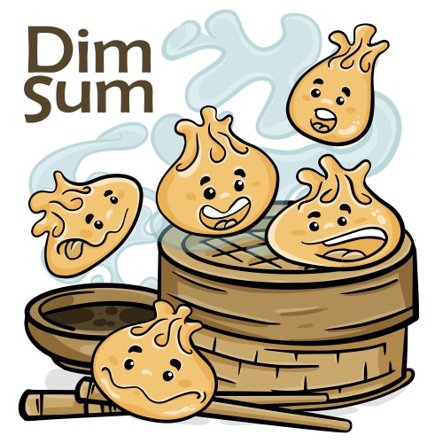 Dim sum funnny cartoon character isolated Vector Image