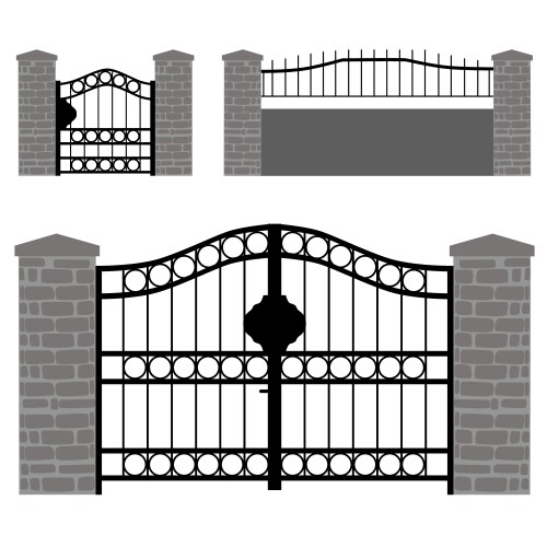 Palace fence with gate Royalty Free Vector Image