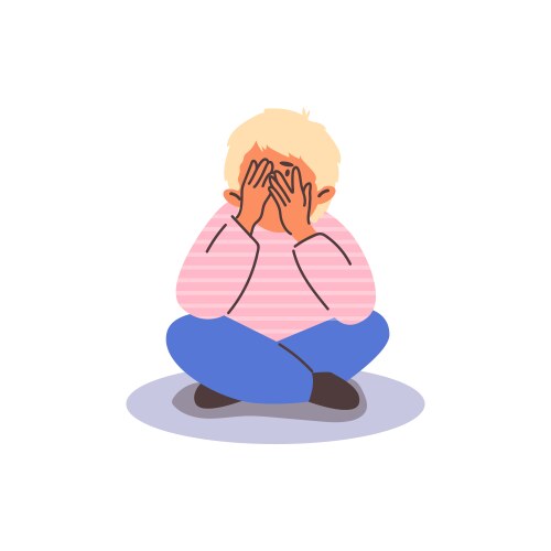 Little Boy Sitting Sad Vector Images (over 420)