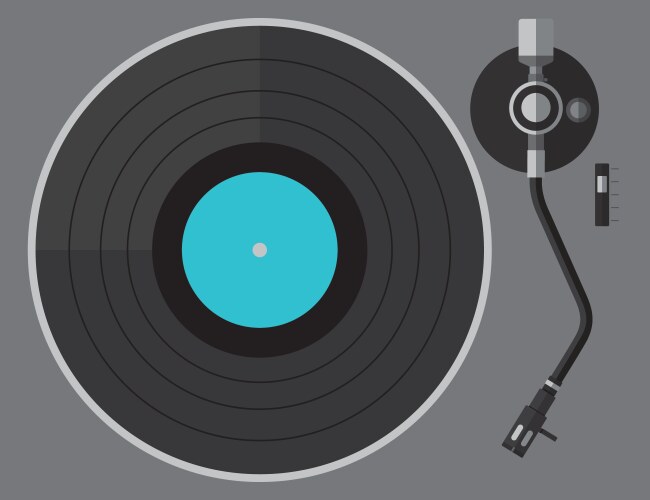 Black vinyl record disc flat concept Royalty Free Vector