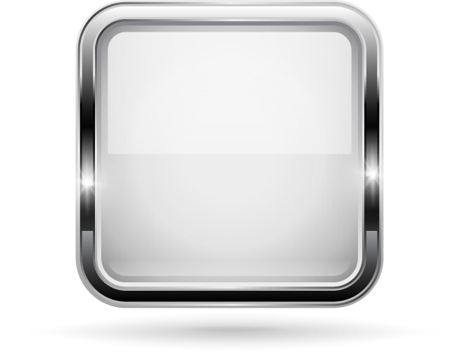 Black round glass button 3d icon with metal frame Vector Image