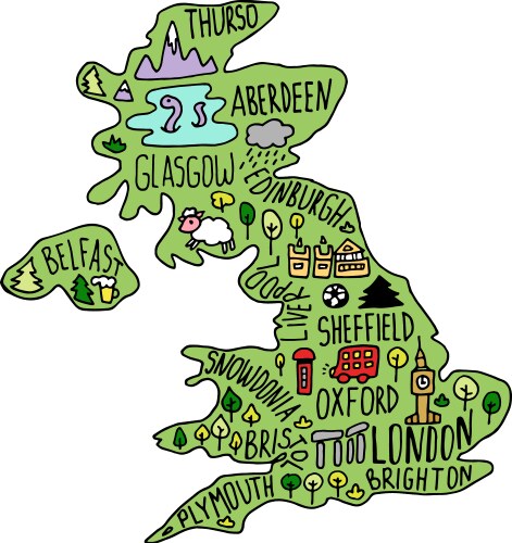 Ivanovo city doodle map Royalty Free Vector Image