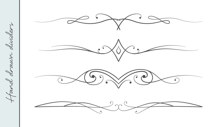 Hand drawn flourishes text divider graphic element