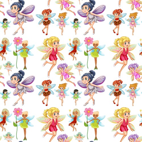 Set of flying fairies many colors and poses Vector Image