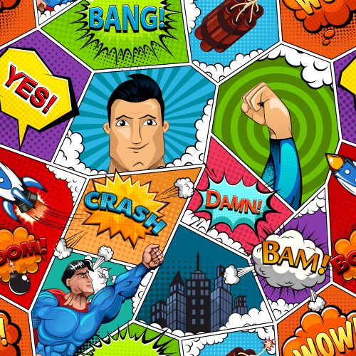 Comic seamless background Royalty Free Vector Image