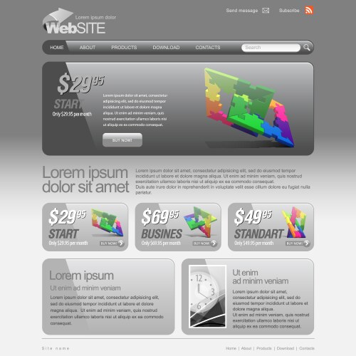 Gray website template 960 grid Royalty Free Vector Image