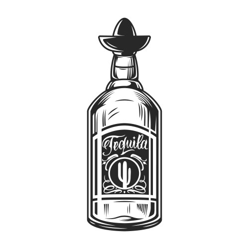 Tequila bottle and shot glass Royalty Free Vector Image