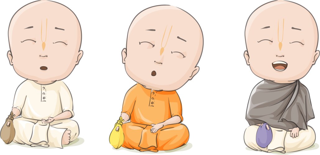 Cartoon vaisnava devotees Royalty Free Vector Image