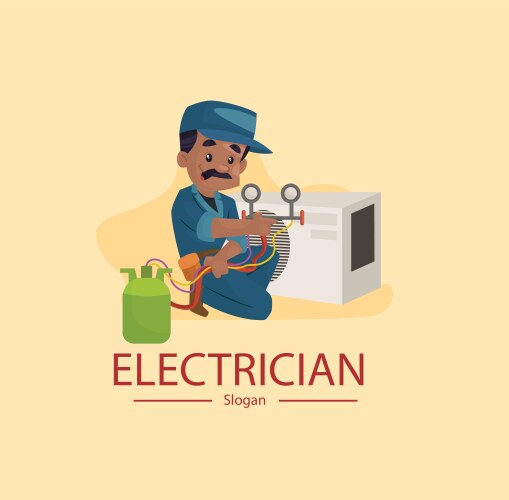 Electrician mascot cartoon Royalty Free Vector Image