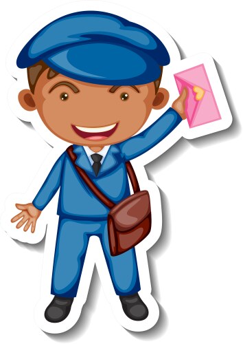 Cartoon postman gives thumb up Royalty Free Vector Image