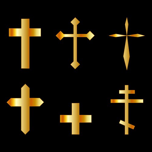 Gold cross christian catholic greek crosses icons Vector Image