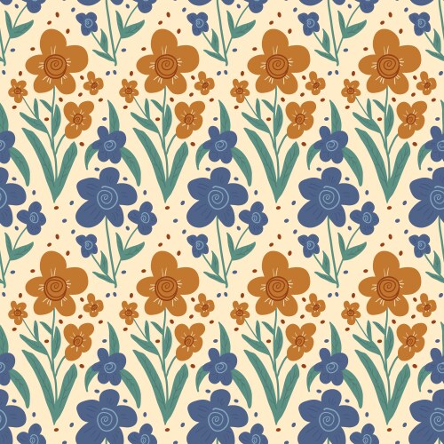 Wildflowers retro seamless pattern floral endless Vector Image