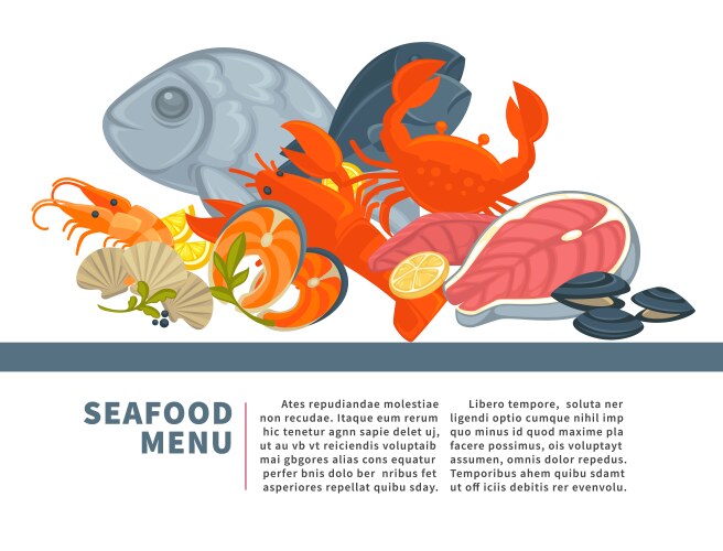 Seafood menu realistic poster Royalty Free Vector Image