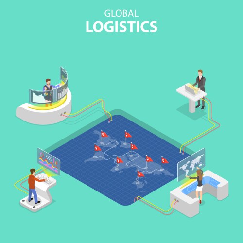 Flat isometric concept of global logistics Vector Image