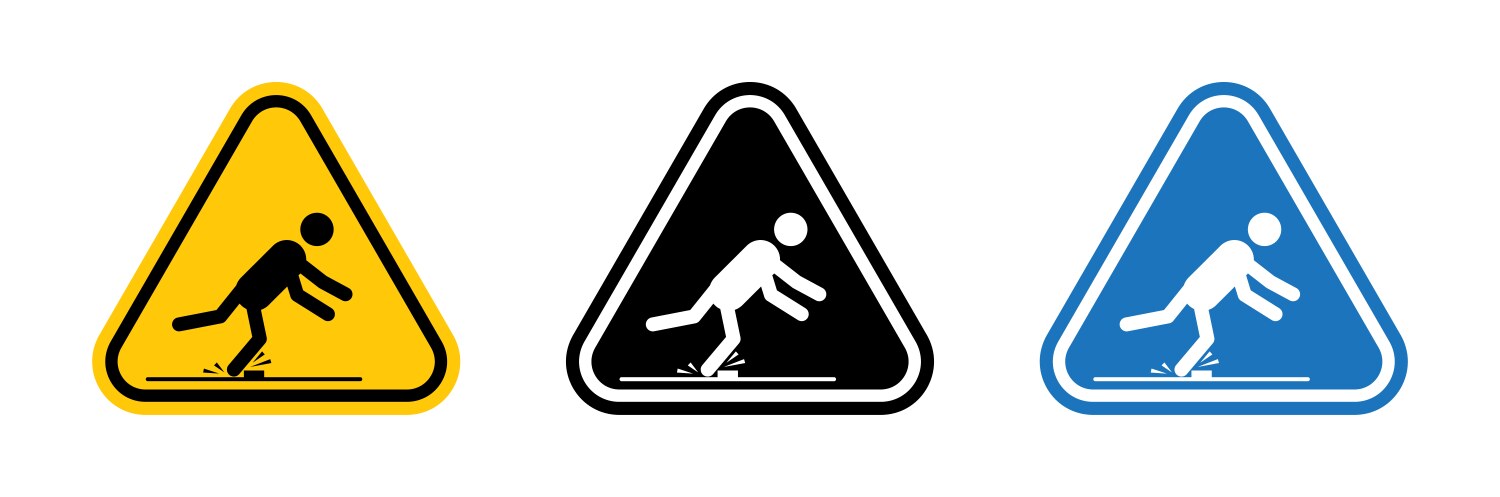 Tripping hazard warning sign icon set danger Vector Image