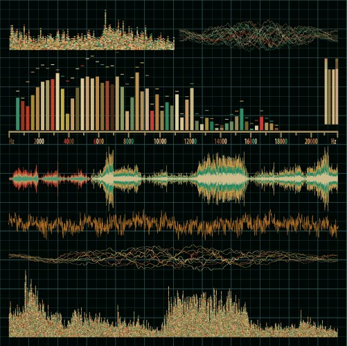Audio signal and music waves set Royalty Free Vector Image