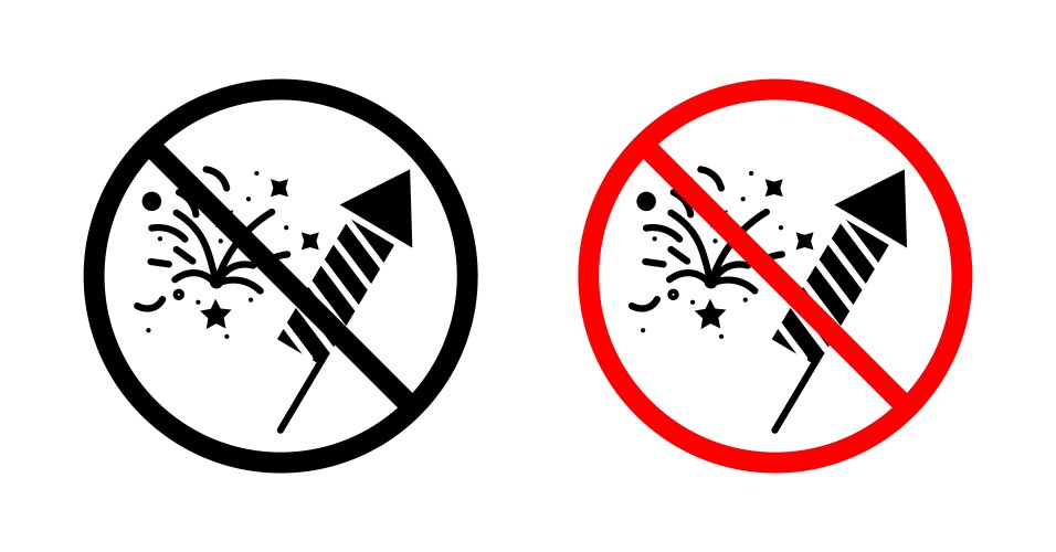 Ban on fireworks sign prohibited Royalty Free Vector Image