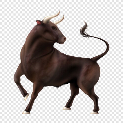 Realistic black bull composition Royalty Free Vector Image