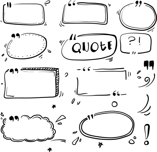 Handdrawn quote box frame in doodle style Vector Image