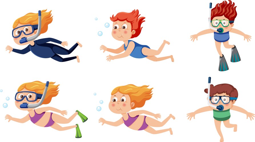 Kids at beach clipart set Royalty Free Vector Image