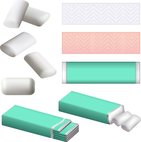 Realistic chewing gum set Royalty Free Vector Image