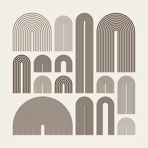 Mid century arch elements modern geometric shapes Vector Image