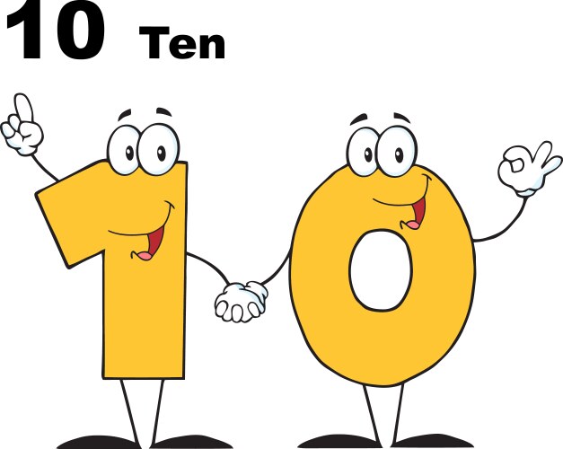 Number ten cartoon character Royalty Free Vector Image