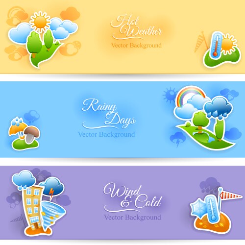 Set cards with cute baby weather Royalty Free Vector Image