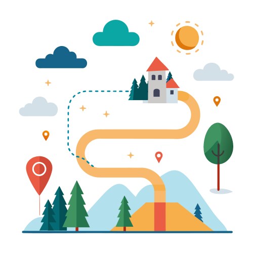 Route with location minimal flat on white Vector Image