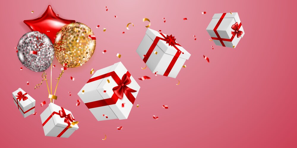 Background with gift boxes and balloons Royalty Free Vector