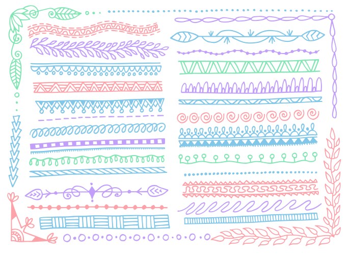 Hand drawing sketch simple doodle borders edge Vector Image