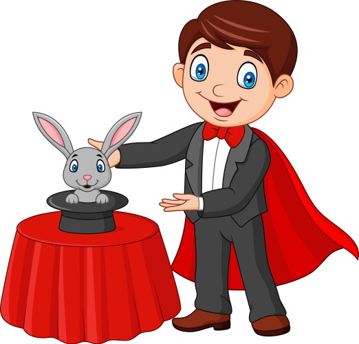 Magician pulling rabbit hat vintage Royalty Free Vector