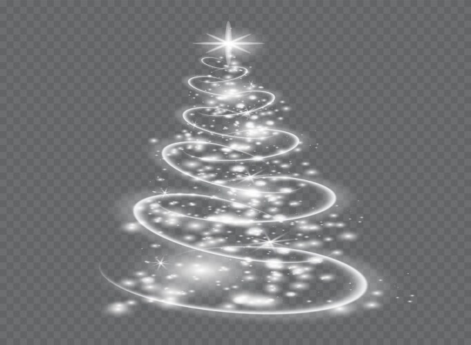 Silver christmas tree on transparent background Vector Image