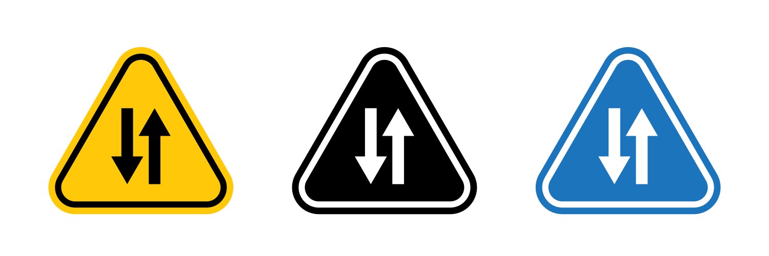 Two way traffic sign icon set indication Vector Image