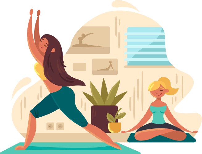 Woman sitting is practicing yoga meditation Vector Image