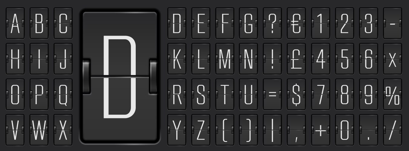 Black scoreboard abc font for showing flight Vector Image