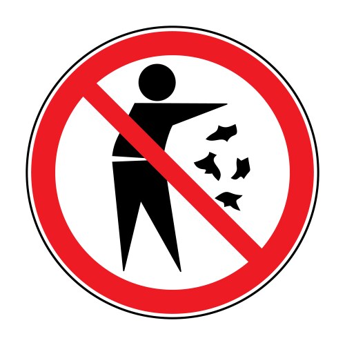No trash sign Royalty Free Vector Image - VectorStock