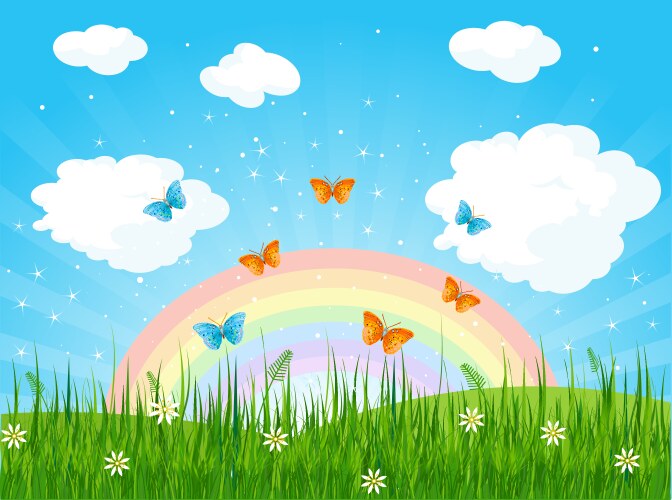 Cartoon spring landscape Royalty Free Vector Image
