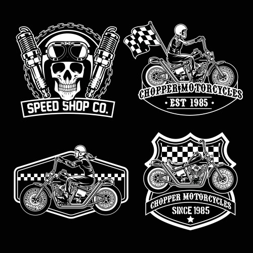 Chopper motorcycle emblem front view Royalty Free Vector