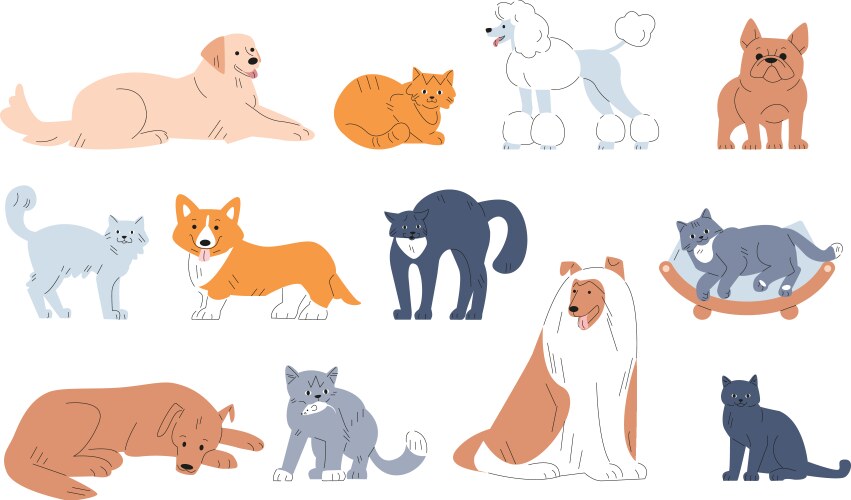 Home pets set Royalty Free Vector Image - VectorStock