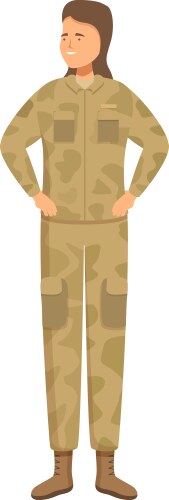 Young female soldier standing at attention Vector Image