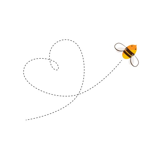 Bee on dotted route flying in heart line Vector Image