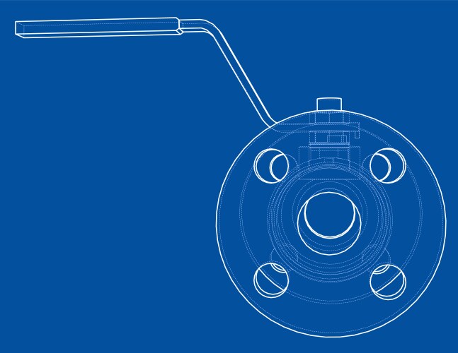 Ball valve isometric blueprints Royalty Free Vector Image