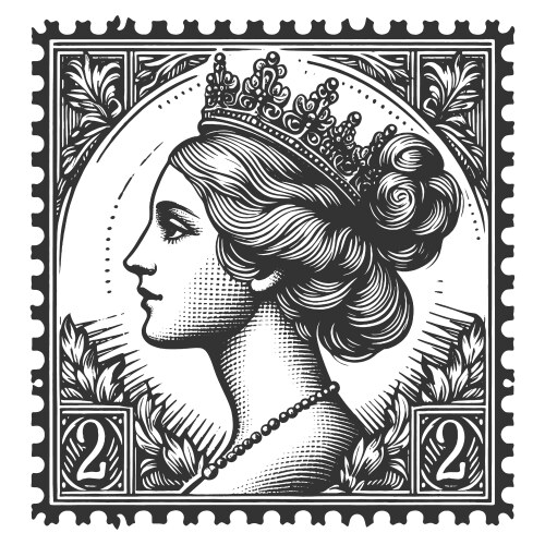 Queen postage stamp engraving Royalty Free Vector Image