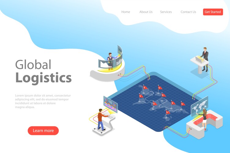 Flat isometric concept of global logistics Vector Image
