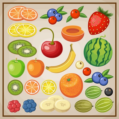Fresh fruits for healthy eating Royalty Free Vector Image