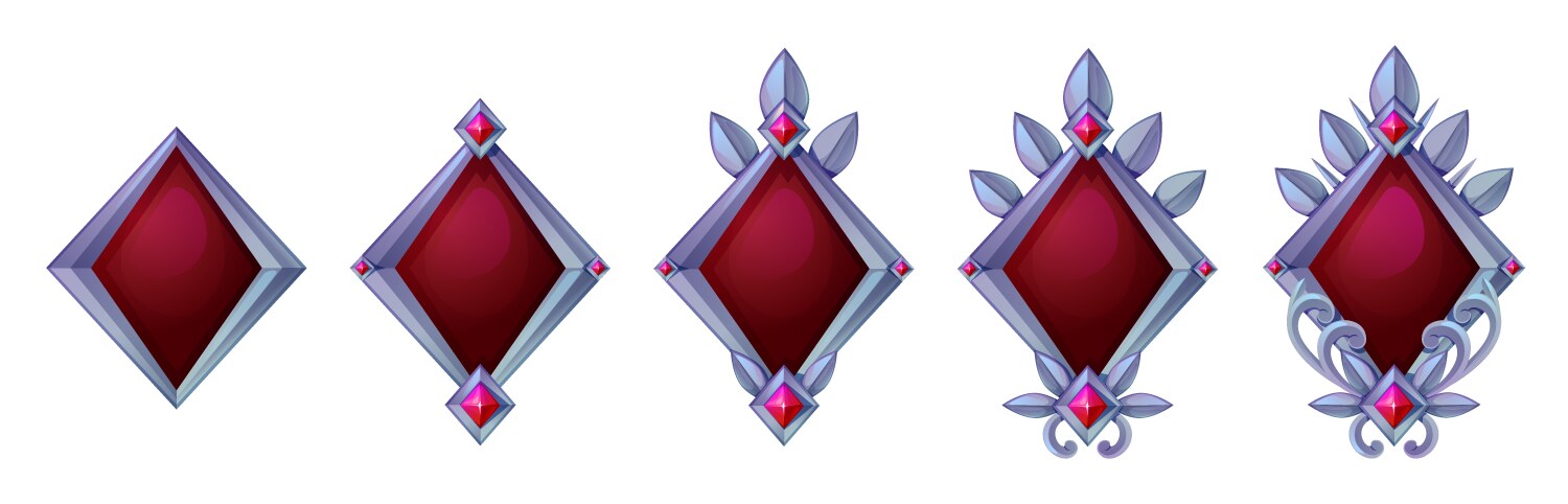 Ruby game level badges set isolated on white Vector Image
