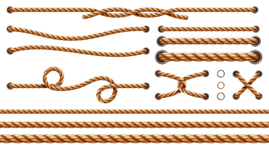 Rope elements marine cord borders nautical ropes Vector Image